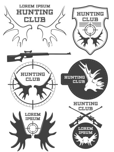 Badges labels logo design elements hunting Vector Image