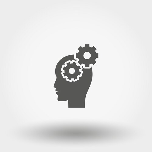 Brain Gears Icon - Thinking Concept Royalty Free Vector