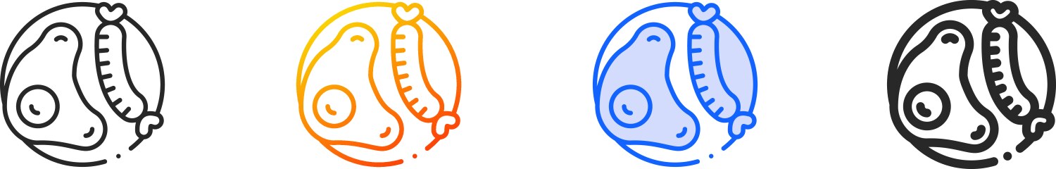 Breakfast iconthin linear gradient blue stroke Vector Image