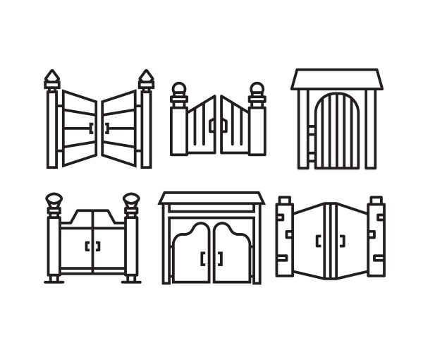 Gate and fence icons Royalty Free Vector Image