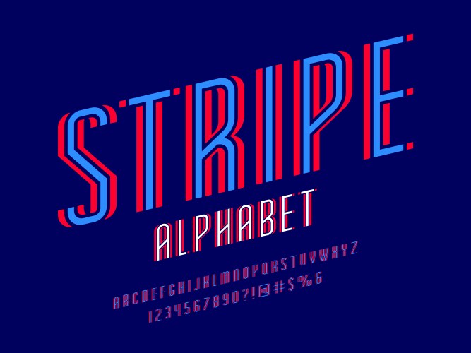 Shifted style modern font Royalty Free Vector Image