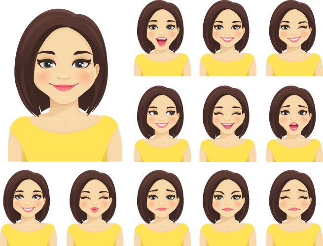 Woman expressions set Royalty Free Vector Image