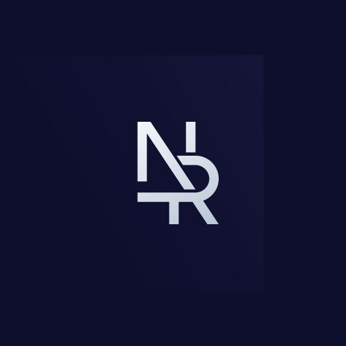 Nr monogram letters logo on a card Royalty Free Vector Image