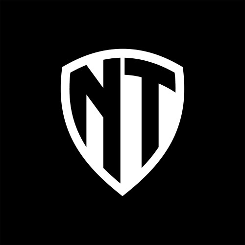 Nt letter logo with sharp triangle shield shape Vector Image