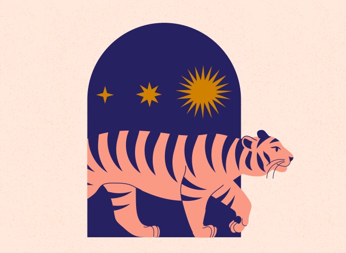 Tiger rock and roll vintage artwork Royalty Free Vector