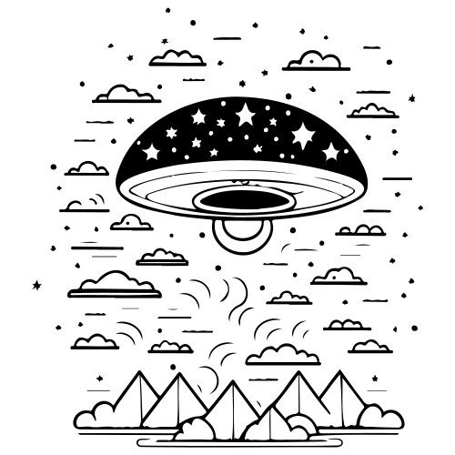 Doodle draw ufo sky galaxy space sketch Royalty Free Vector