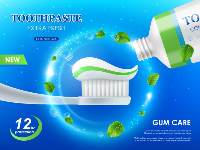 Toothpaste background dental poster design mint Vector Image