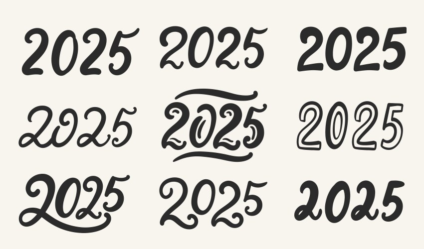 New year 2025 hand lettering banner numbers Vector Image