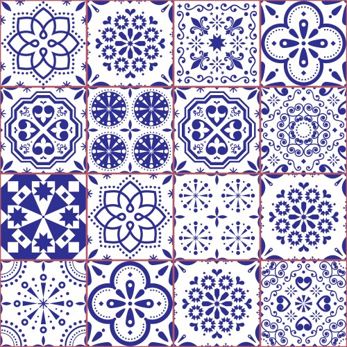 Azulejo tile seamless pattern Royalty Free Vector Image