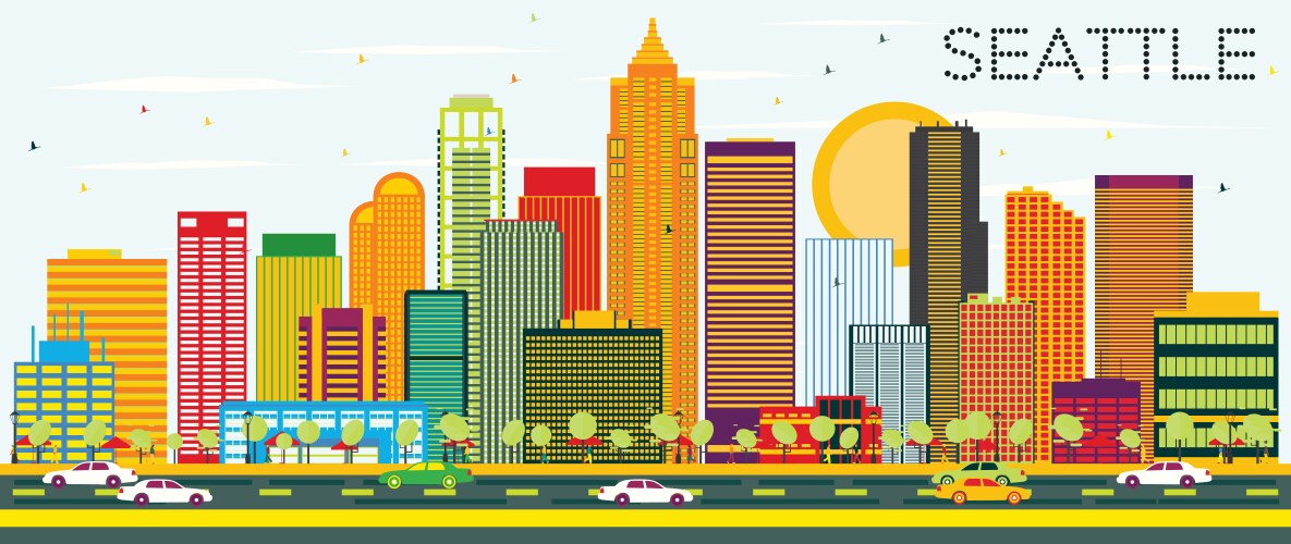 Seattle skyline Royalty Free Vector Image - VectorStock