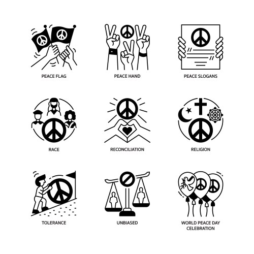 Harmonious relationship icons set Royalty Free Vector Image