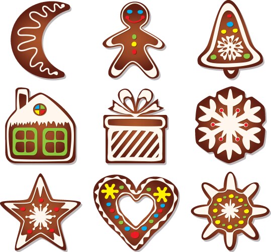 Glazed homemade christmas gingerbread cookies Vector Image