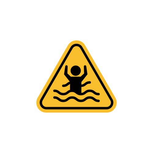 Risk of drowning warning sign icon set caution Vector Image