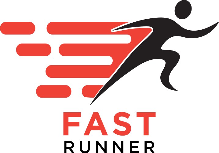 Runner logo fast moving man silhouette with speed Vector Image