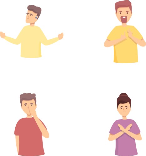 Deaf character icons set cartoon Royalty Free Vector Image