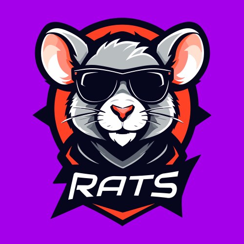 Vintage rat with glasses cartoon logo Royalty Free Vector
