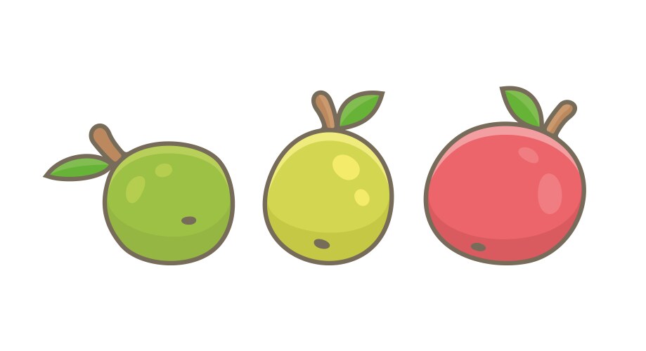 Red apple in whole and sliced pieces Royalty Free Vector