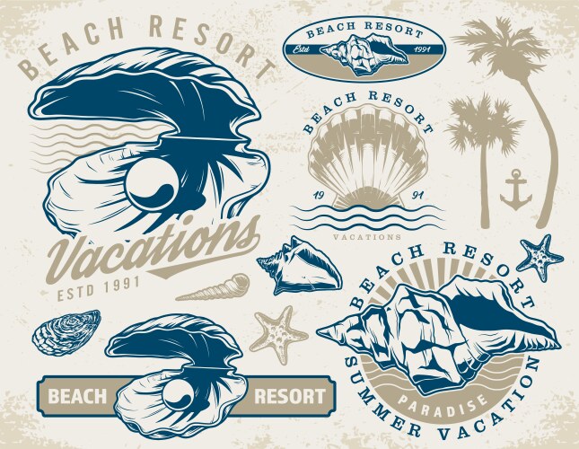 Beach symbols Royalty Free Vector Image - VectorStock