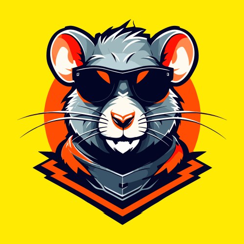 Vintage rat with glasses cartoon logo Royalty Free Vector