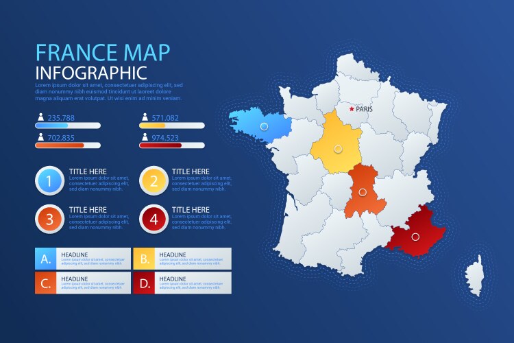 Gradient france map infographic Royalty Free Vector Image