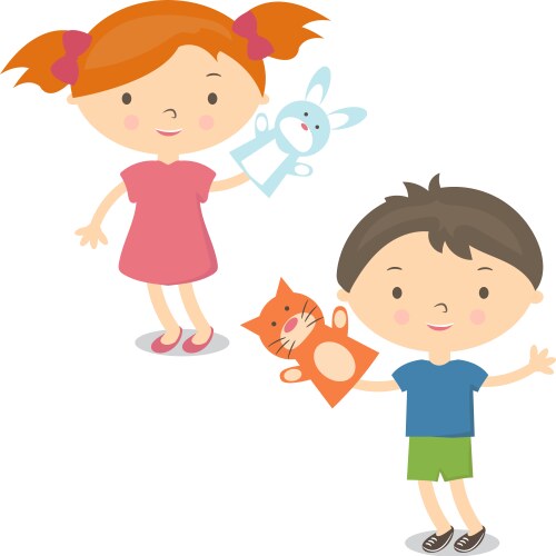 Hands puppets set animal friends for play puppet Vector Image