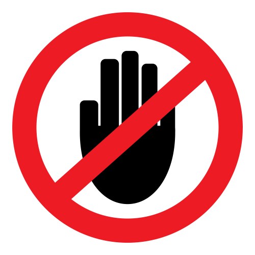 Do not touch screen with hands sign Royalty Free Vector