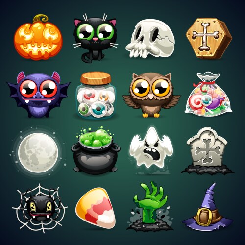 Funny halloween icons-set 5 Royalty Free Vector Image