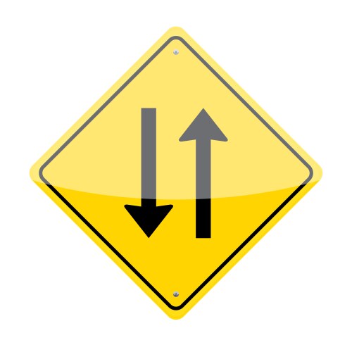 Usa traffic road sign warning of divided hightway Vector Image