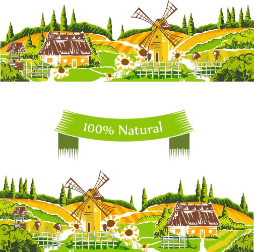 Farm rural landscape set Royalty Free Vector Image