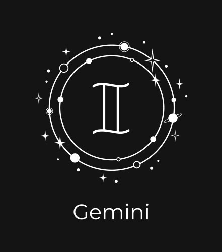 White cancer sign with planets and stars Vector Image