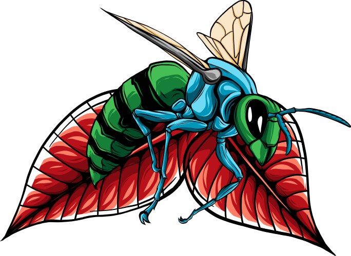 Draw of colored bee design Royalty Free Vector Image