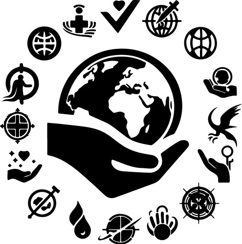 Inspiring world humanitarian logos with silhouette