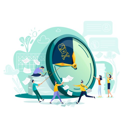 Frustrated man screaming deadline word time Vector Image