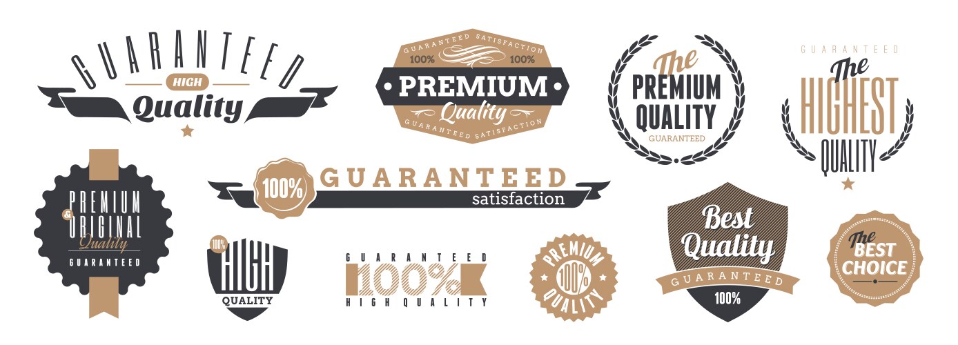 Ornate emblems of quality Royalty Free Vector Image