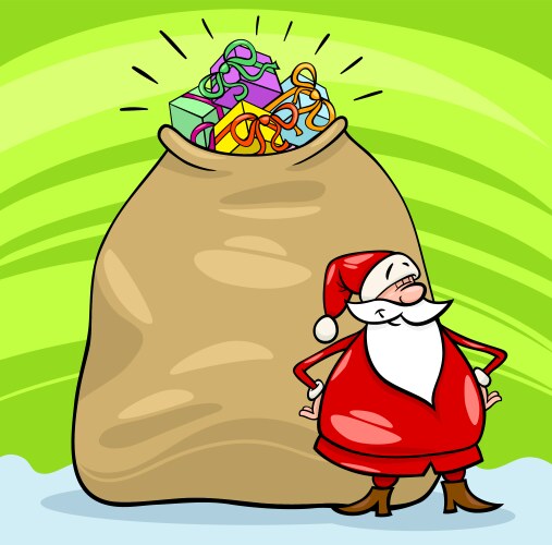 Cartoon santa claus carrying sack of christmas Vector Image