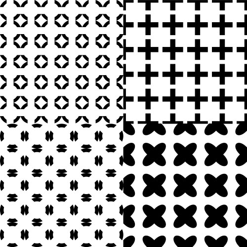Set of four monochrome geometrical patterns Vector Image
