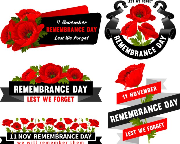 11 november poppy remembrance day card Royalty Free Vector