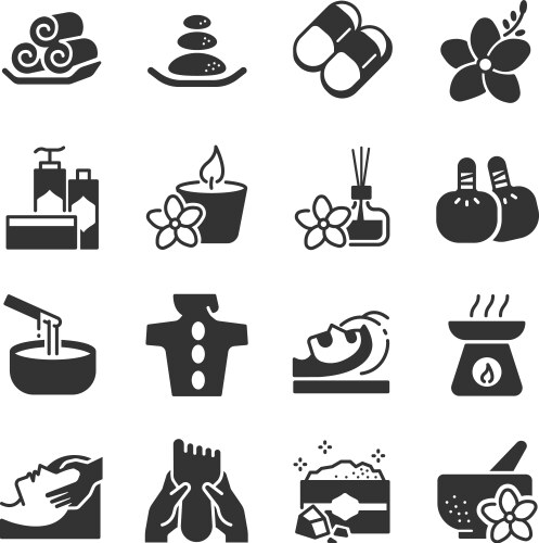 Thai massage icon set Royalty Free Vector Image