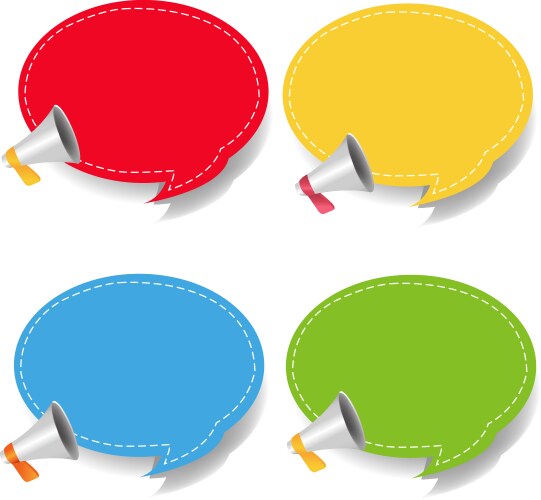 Megaphone ads announce banners or badges Vector Image
