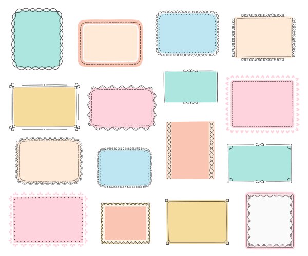 Handdrawn picture frames colorful sketch doodle Vector Image