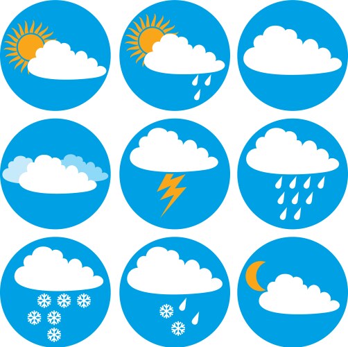 Weather forecast icon set Royalty Free Vector Image