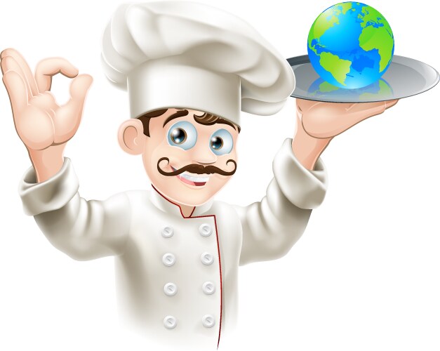 Italian chef holding pizza on white background Vector Image