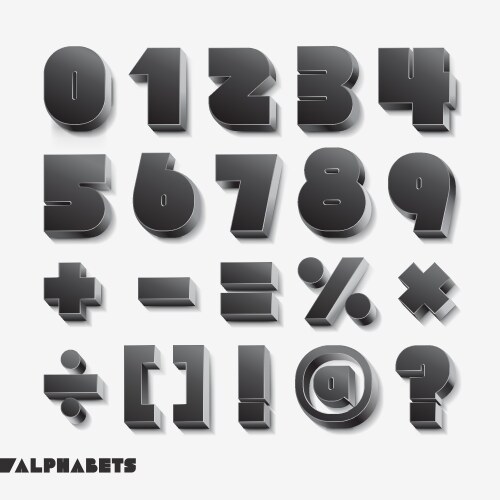 3d alphabet number colorful Royalty Free Vector Image