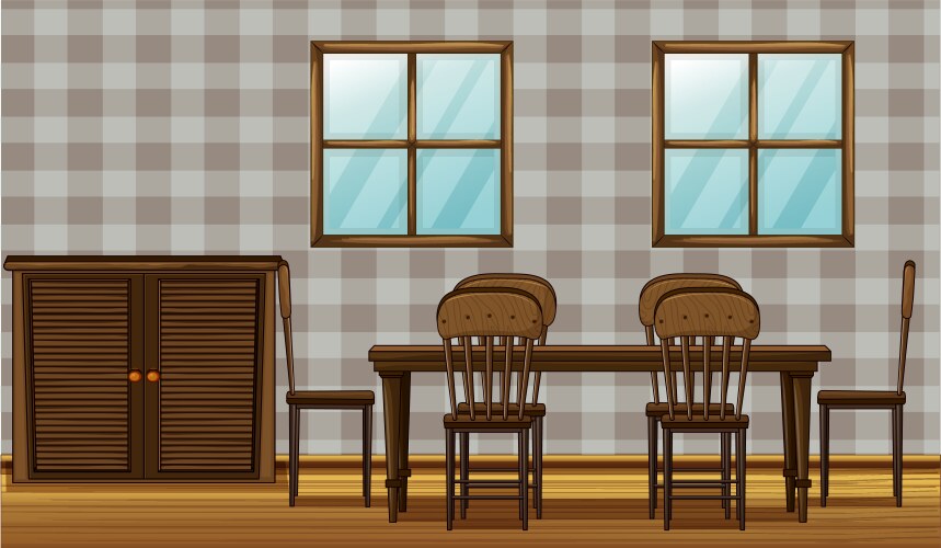 Family having meal together in dining room Vector Image