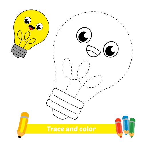 Trace and color for kids traffic light Royalty Free Vector