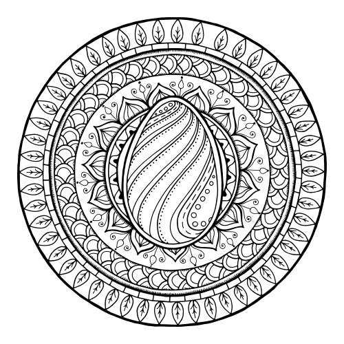Mandala with easter bunny and eggs coloring page Vector Image