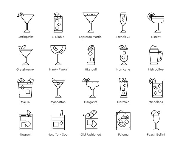 Cocktail line icons Royalty Free Vector Image - VectorStock