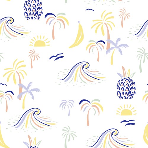 Hawaiian waves seamless pattern Royalty Free Vector Image
