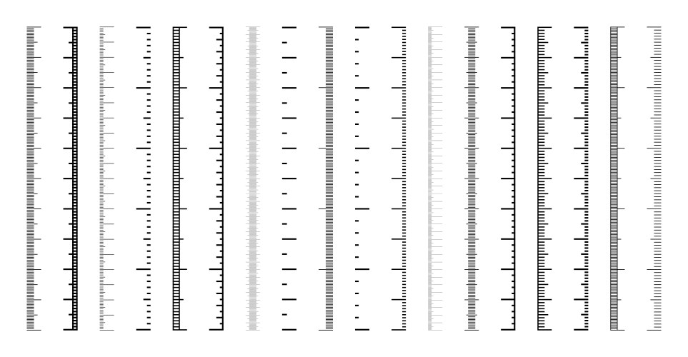 Vertical measurement scales with divisions Vector Image