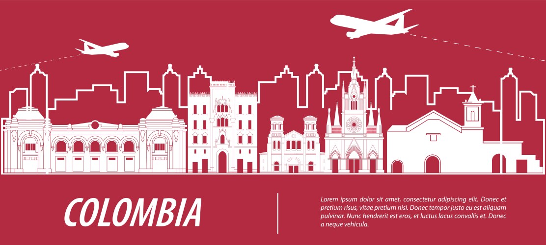Colombia famous landmark silhouette style Vector Image